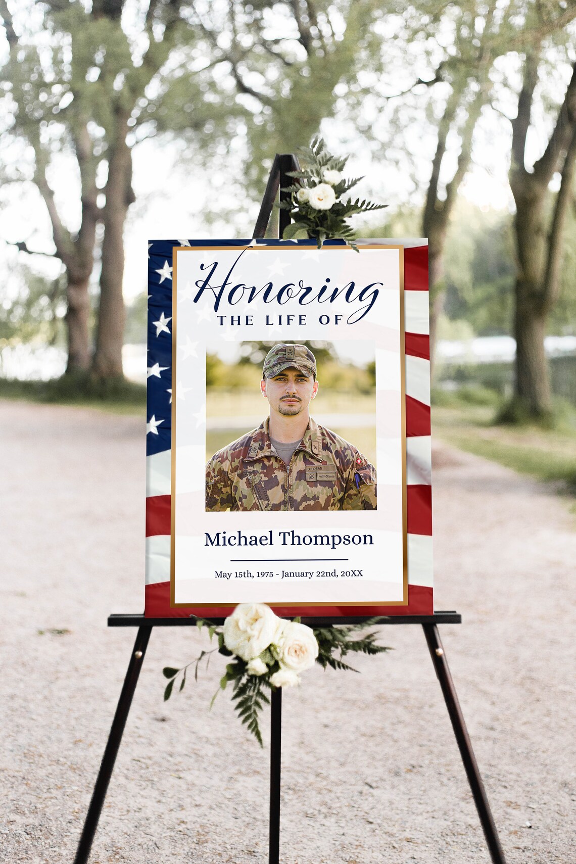 American Flag Funeral Welcome Sign Military Funeral Poster - Etsy