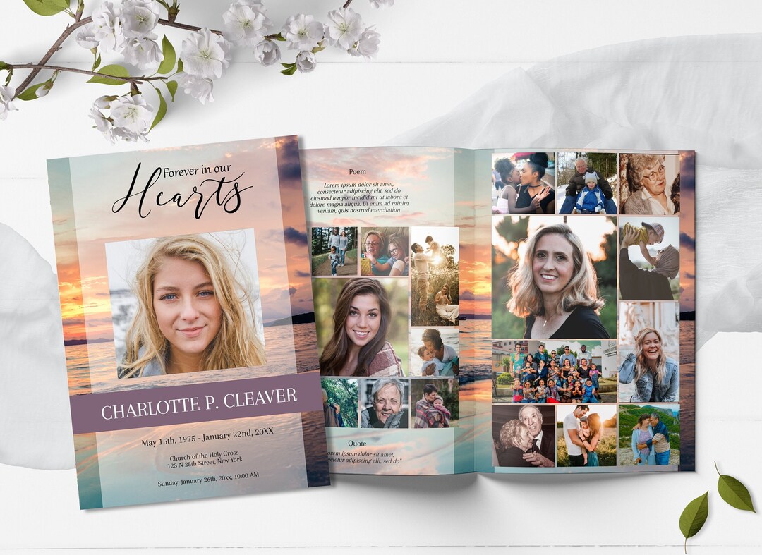 Editable Funeral Program Template for Woman | = Obituary Template ...