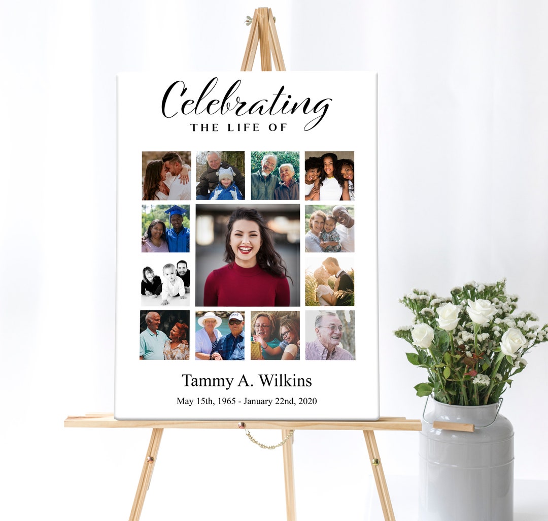 Funeral Poster Collage Template | Editable Funeral Sign | Photo Collage ...