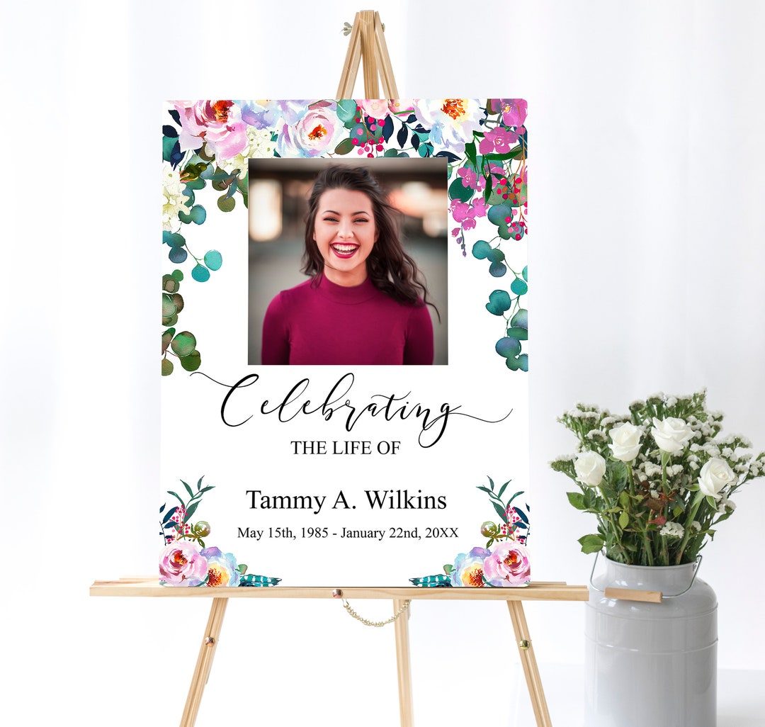 Floral Funeral Poster | Memorial Poster | Floral Celebration of Life ...