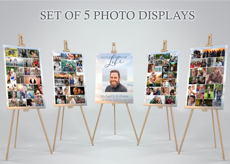 Funeral Collage Set of 5 | Memorial Poster for Funeral | Photo Display ...