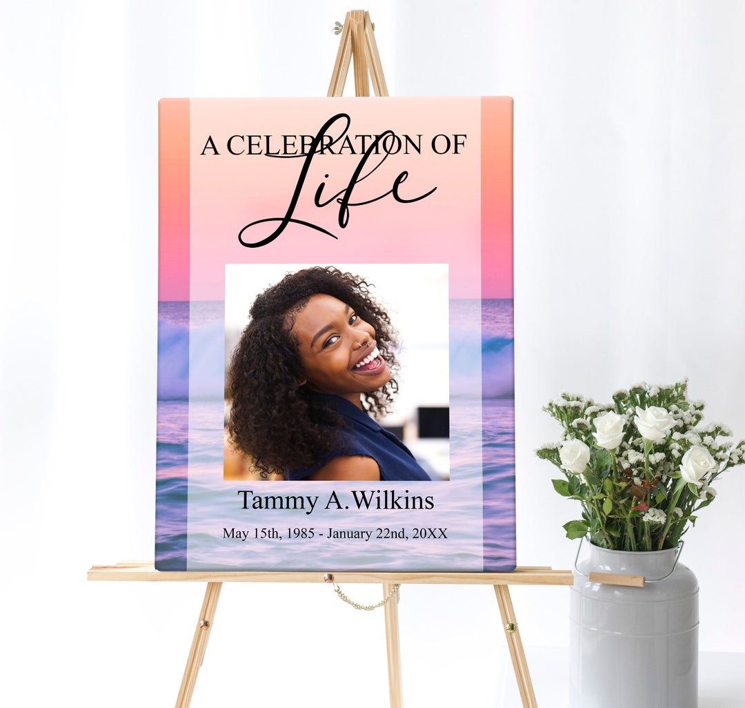 Ocean Sunset Funeral Poster | Celebration of Life Sign | Memorial ...