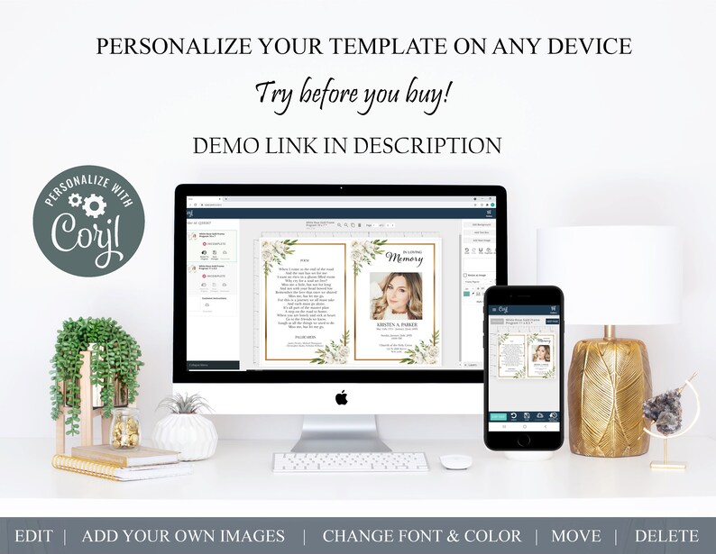 Purple Funeral Program Template for Woman Purple Flowers | Etsy