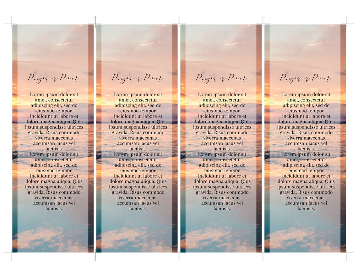 Sunset Funeral Bookmarks Funeral Keepsake Celebration of - Etsy