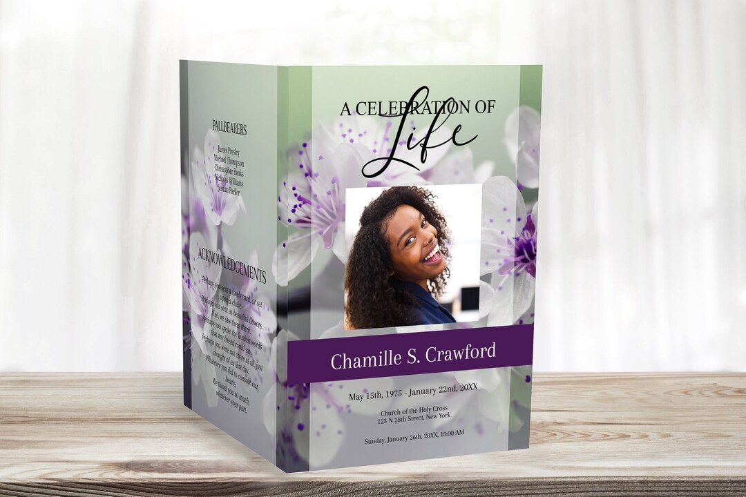 Editable Funeral Program Template for Woman | Obituary Template to ...