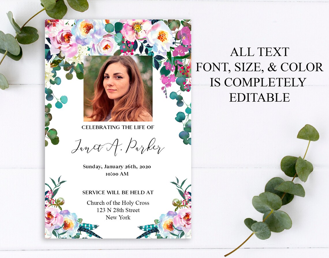Funeral Announcement Template for Woman Obituary Template to | Etsy