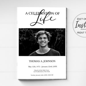 11 X 17 Inch Funeral Program Template, Editable Tabloid Funeral Program ...
