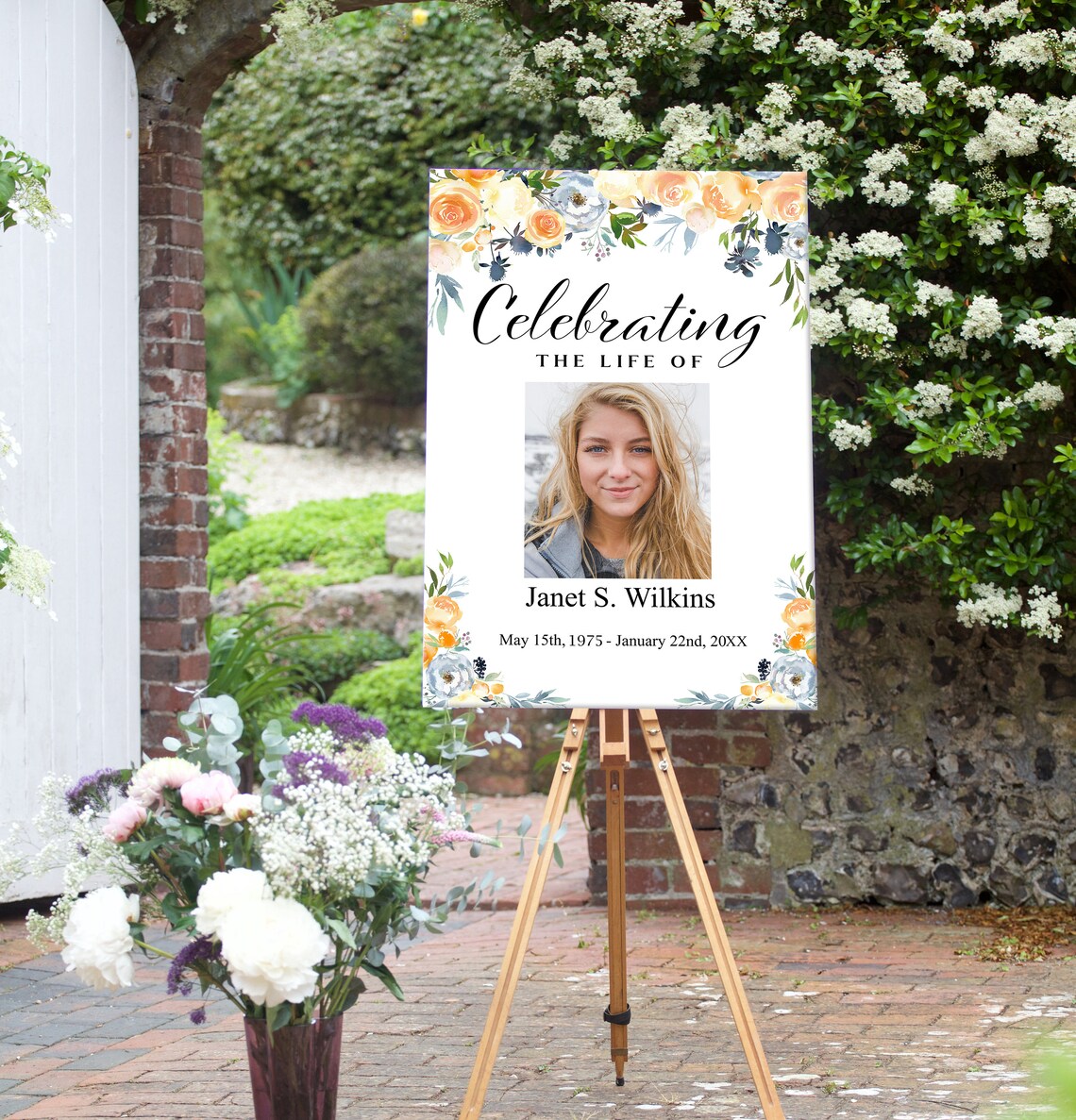 Yellow Roses Funeral Poster Memorial Poster Floral | Etsy