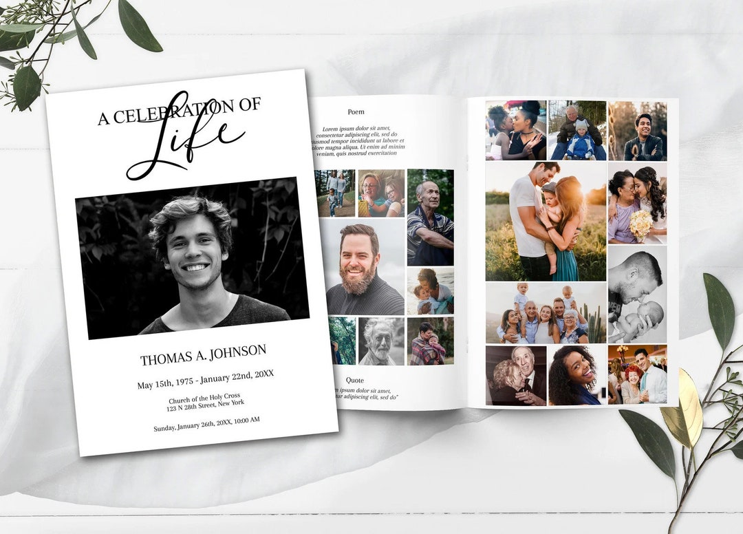 Editable Funeral Program Template, Collage Program, Celebration of Life ...