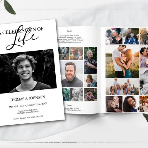 Editable Funeral Program Template Collage Program - Etsy