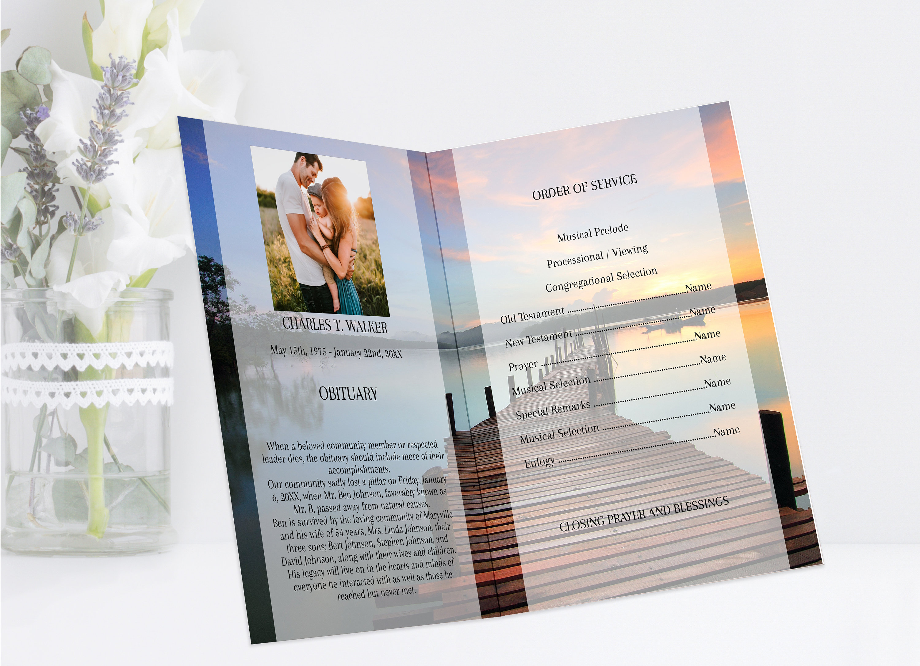 Editable Funeral Program Template for Man Obituary Template - Etsy Canada