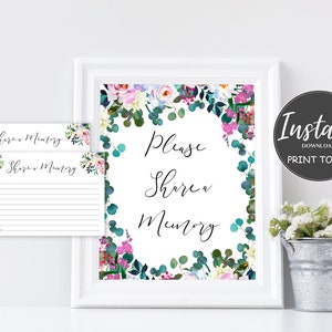 Share a Memory Sign and Cards for Funeral | Memorial Keepsake ...