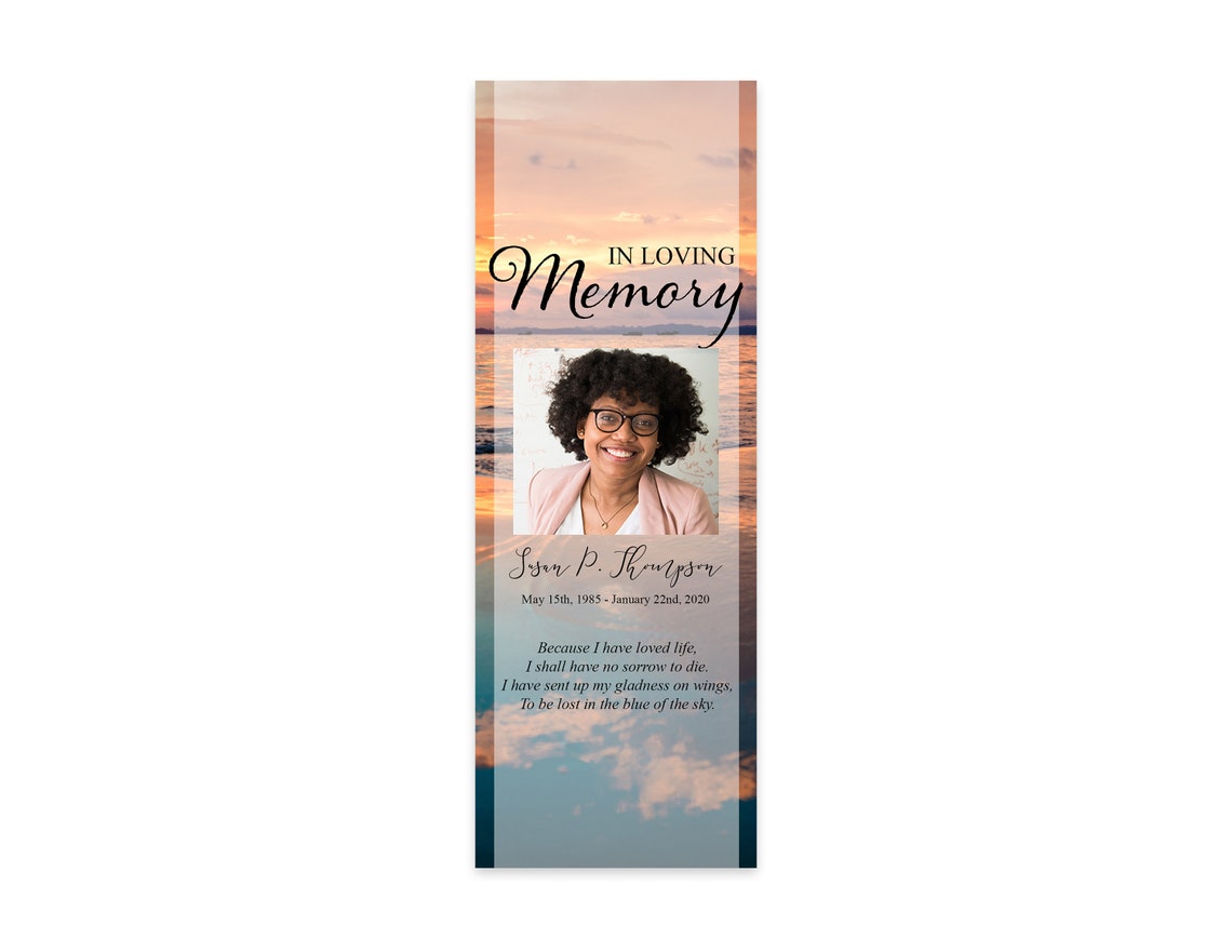Sunset Funeral Bookmarks Funeral Keepsake Celebration of - Etsy