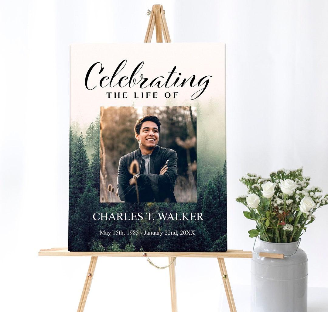 Green Funeral Poster | Memorial Poster Funeral Sign | Celebration of ...
