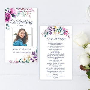 Purple Floral Funeral Bundle | Purple Floral Celebration of Life ...