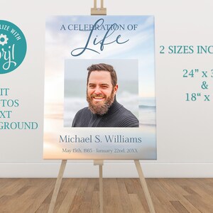 Blue Sky Clouds Funeral Poster | Heaven Sky Memorial Poster Photo Sign ...