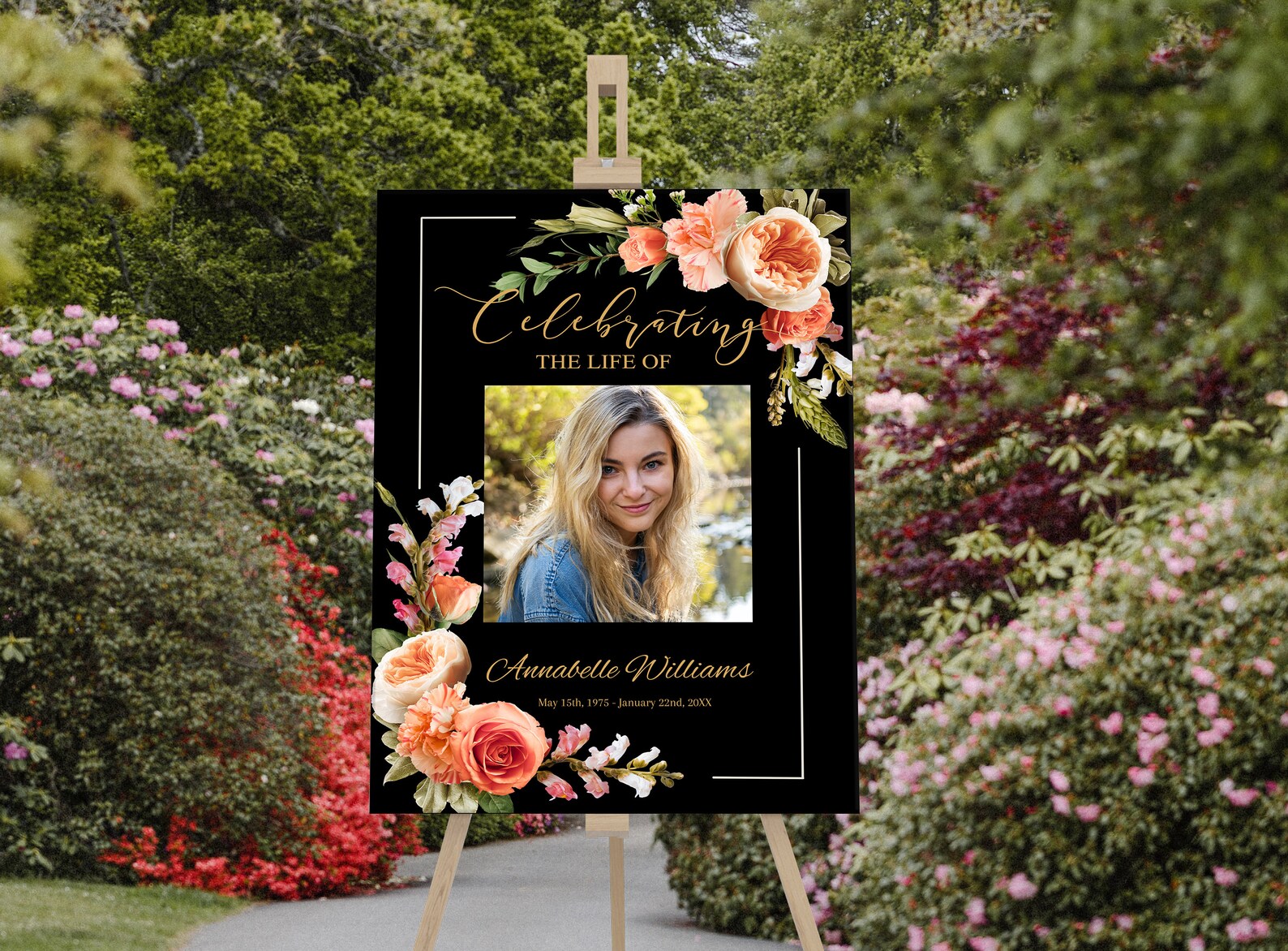 Elegant Funeral Poster | Funeral Welcome Sign Template | Floral ...