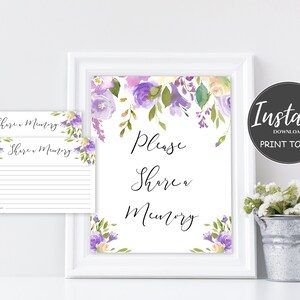 Share a Memory Sign and Cards for Funeral | Memorial Keepsake ...
