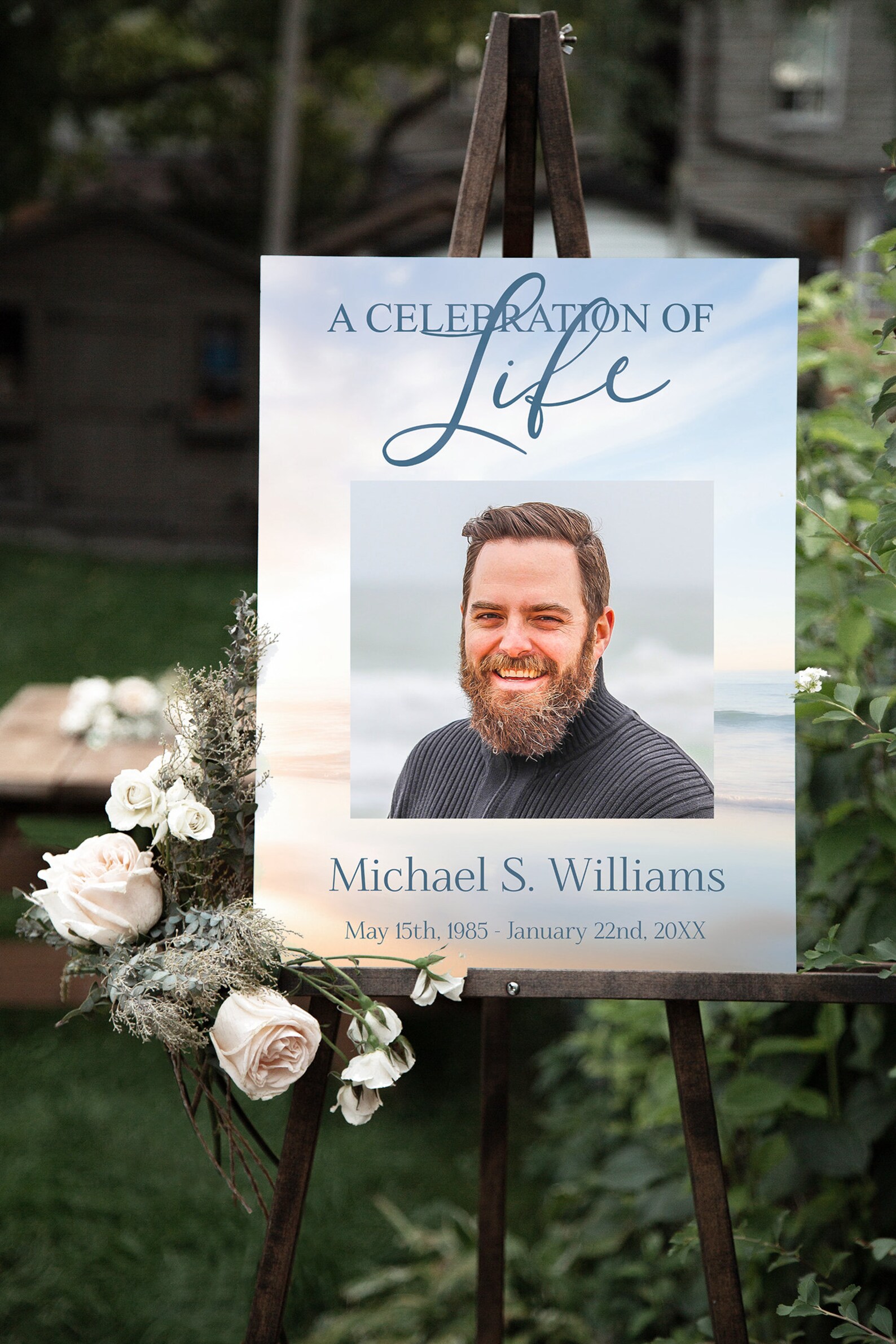 Blue Sky Clouds Funeral Poster | Heaven Sky Memorial Poster Photo Sign ...