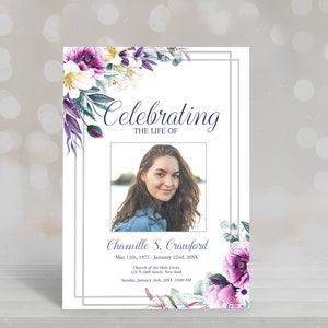 Purple Floral Funeral Bundle | Purple Floral Celebration of Life ...