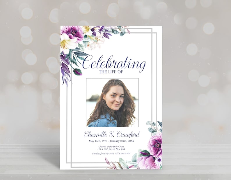 Purple Floral Funeral Bundle | Purple Floral Celebration of Life ...