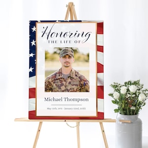 American Flag Funeral Welcome Sign | Military Funeral Poster Photo Sign ...