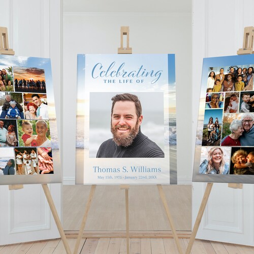 Blue Sky Funeral Poster Photo Display Set Memorial Poster | Etsy