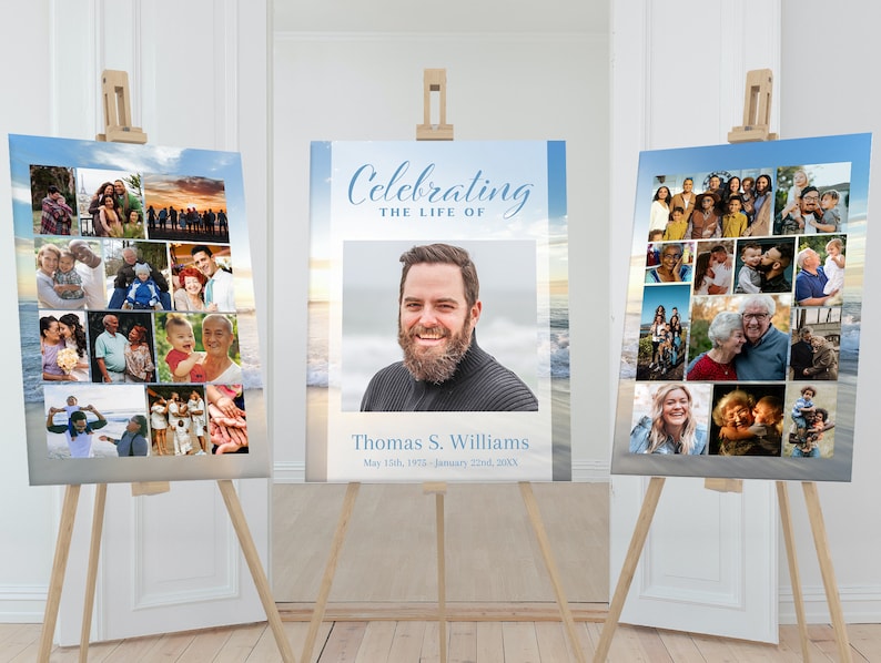 Blue Sky Funeral Poster Photo Display Set Memorial Poster | Etsy
