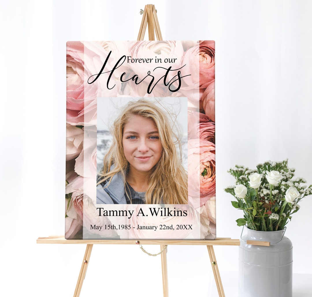 Funeral Welcome Sign | Funeral Poster Photo Sign | Floral Celebration ...
