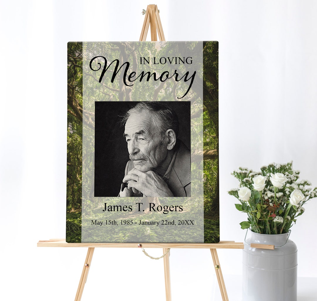 Green Forest Funeral Poster | Celebration of Life Sign | Memorial ...
