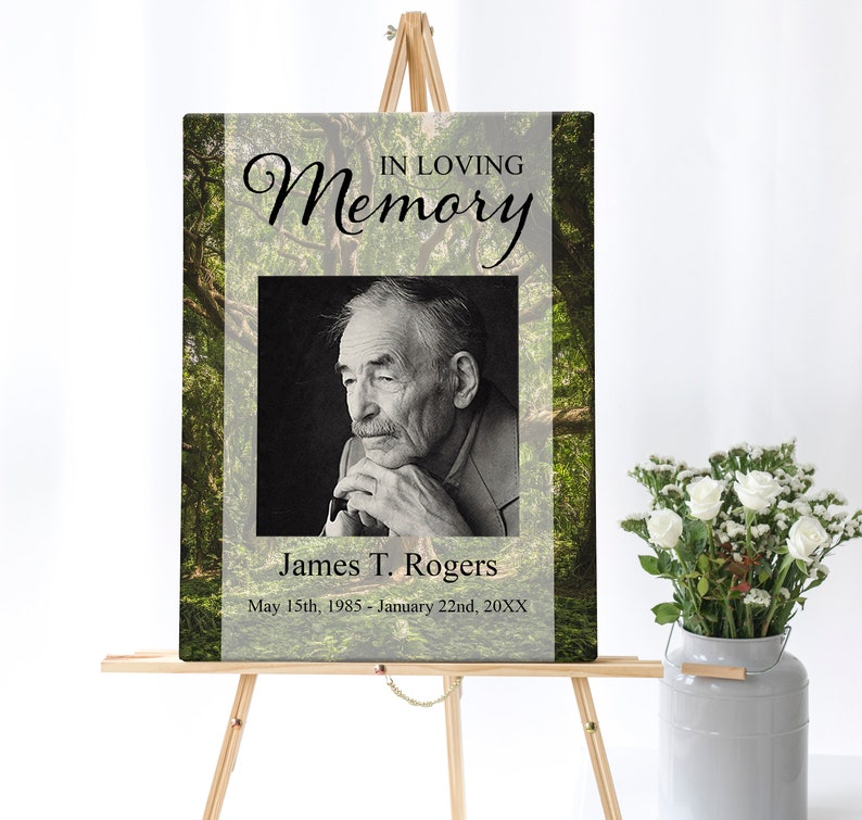 Green Forest Funeral Poster Celebration of Life Sign - Etsy