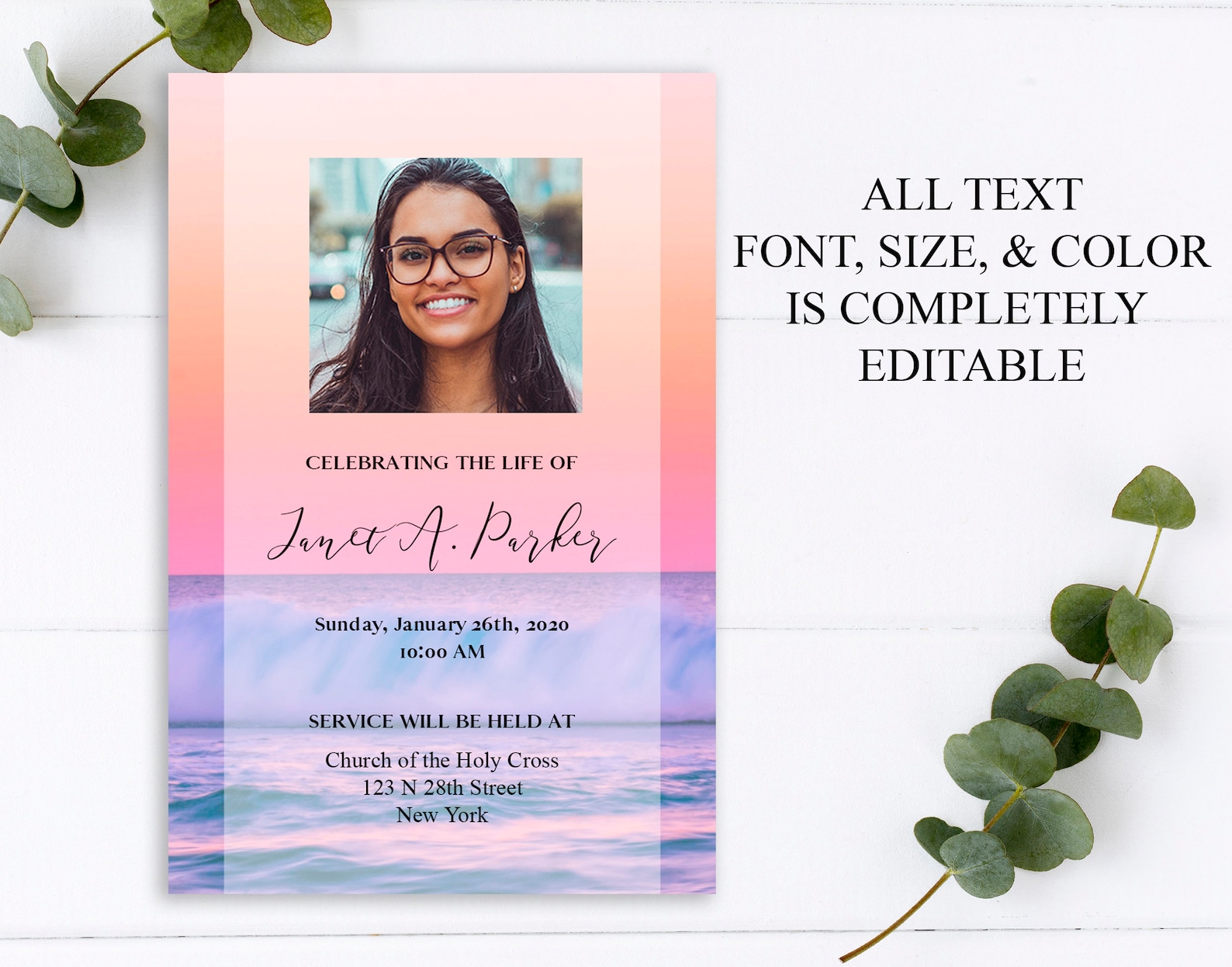 Funeral Announcement Template for Woman Obituary Template to | Etsy