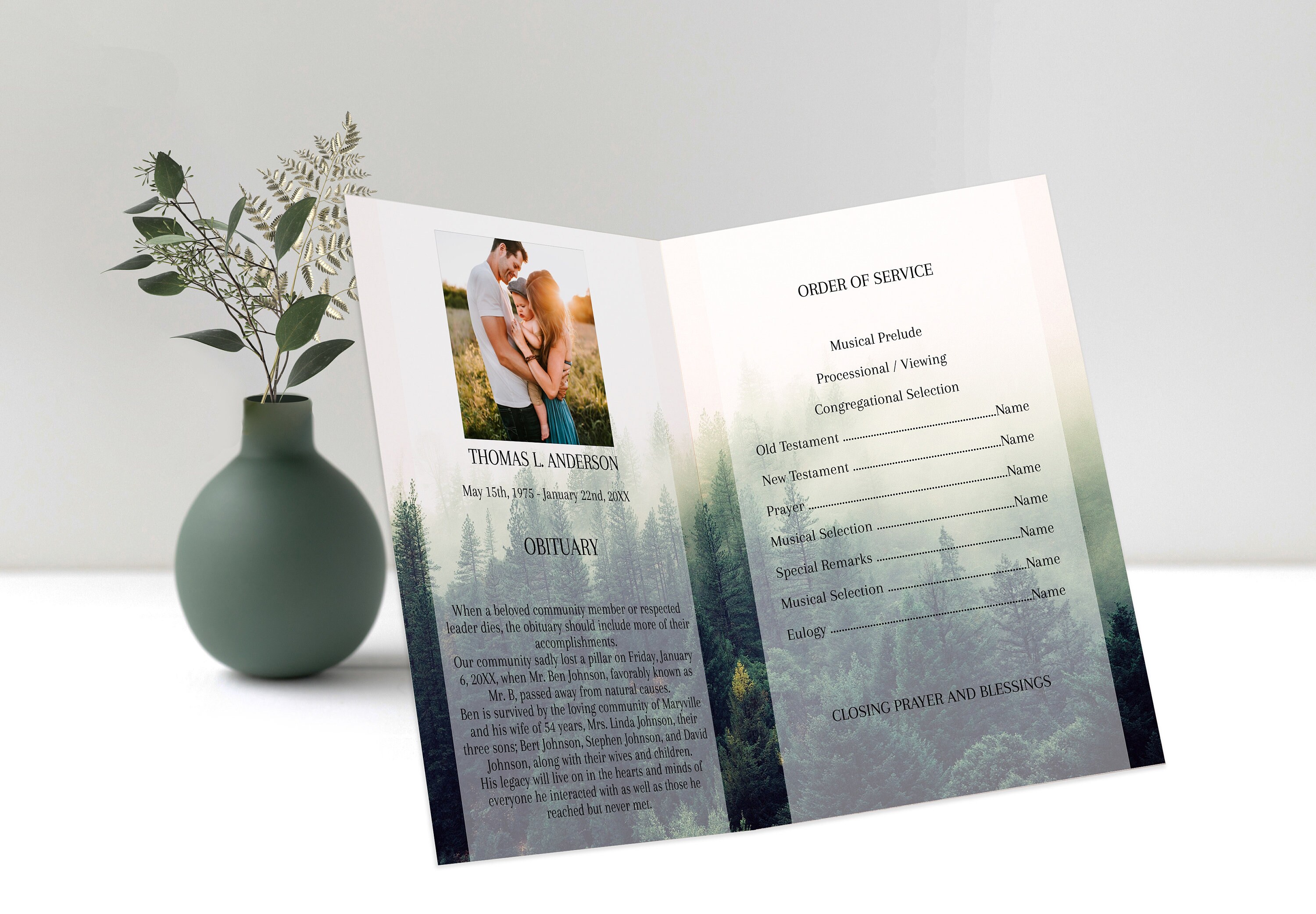 Editable Funeral Program Template Obituary Template | Celebration of ...
