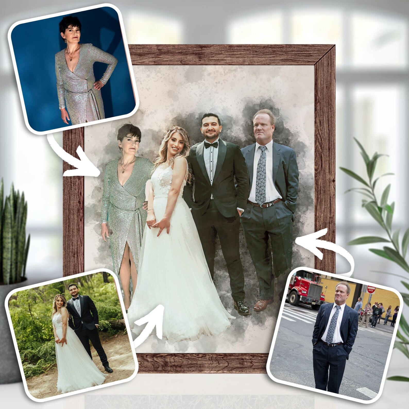 Custom Watercolor Portraits Add Anyone to the Photo, Hand Crafted ...