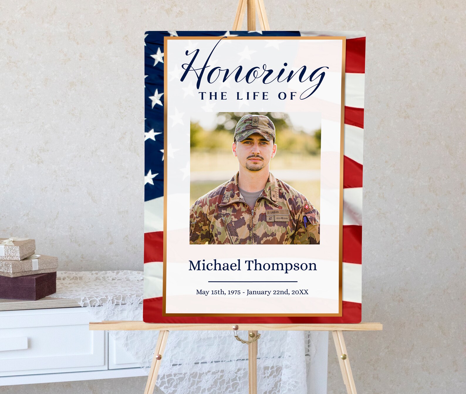 American Flag Funeral Welcome Sign Military Funeral Poster Photo Sign ...
