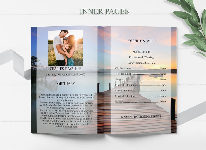 Editable Funeral Program Template for Man Obituary Template - Etsy