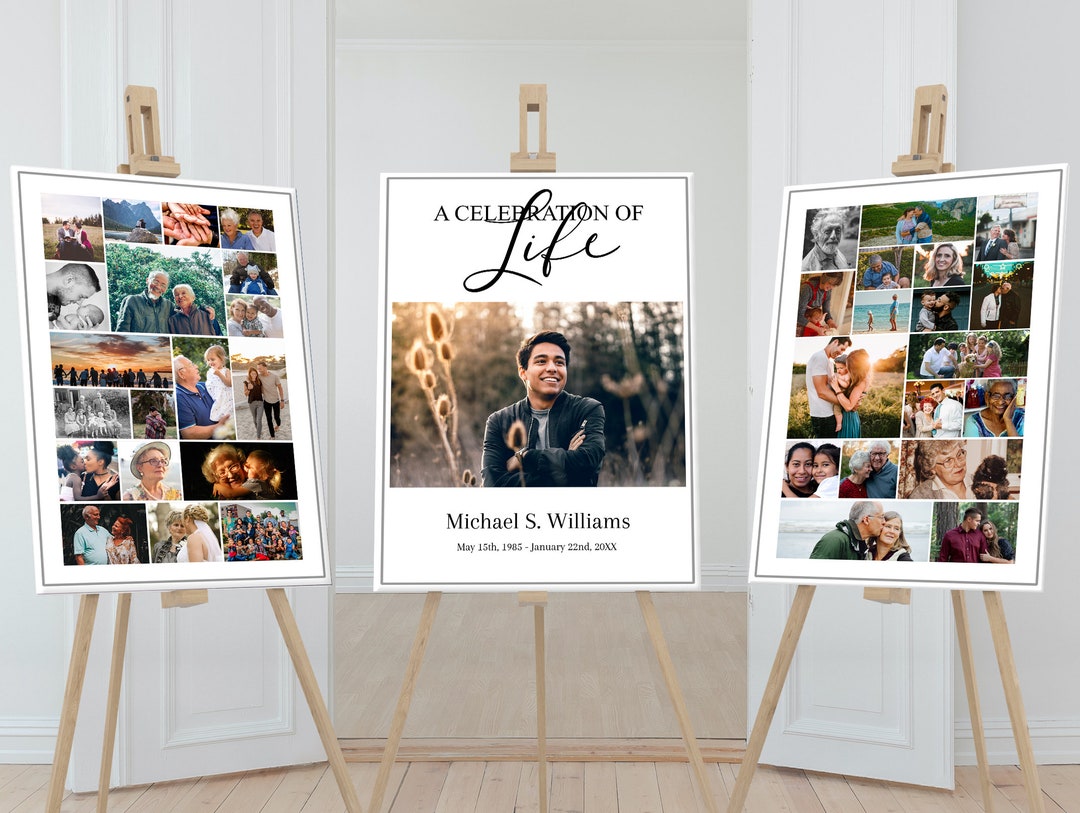 Editable Funeral Poster Photo Display Set | Memorial Poster for Funeral ...