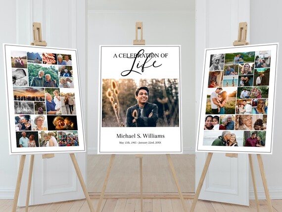 Editable Funeral Poster Photo Display Set Memorial Poster - Etsy