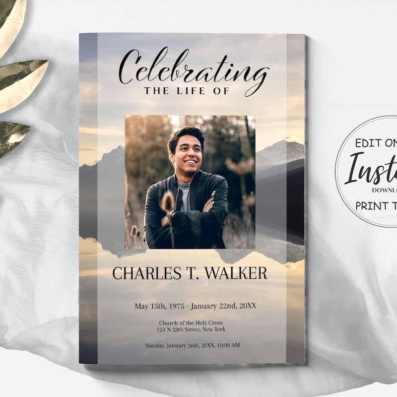 Obituary Template for Men - Etsy