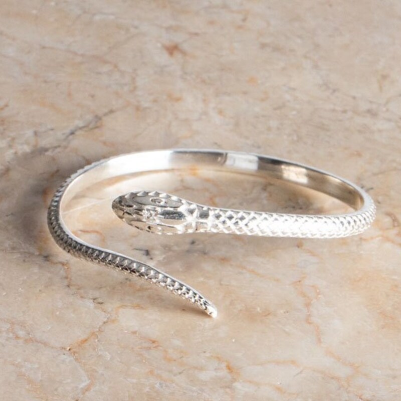 Silver Snake Bangle - Etsy