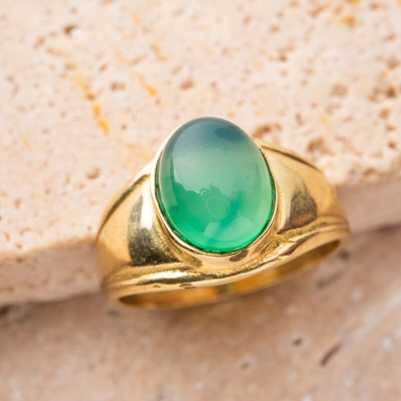 Green Gemstone Ring - Etsy
