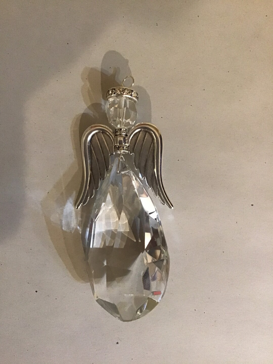 Silverplate and Crystal Chandalier Prism Christmas Angel Ornament ...