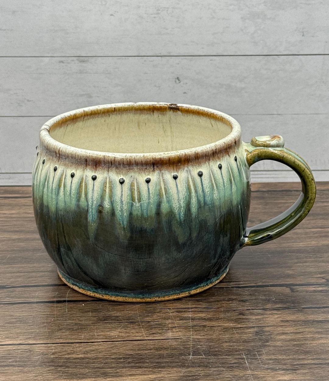 Handmade Wheel Thrown Stoneware Pottery Soup Bowl With Drippy Glaze ...
