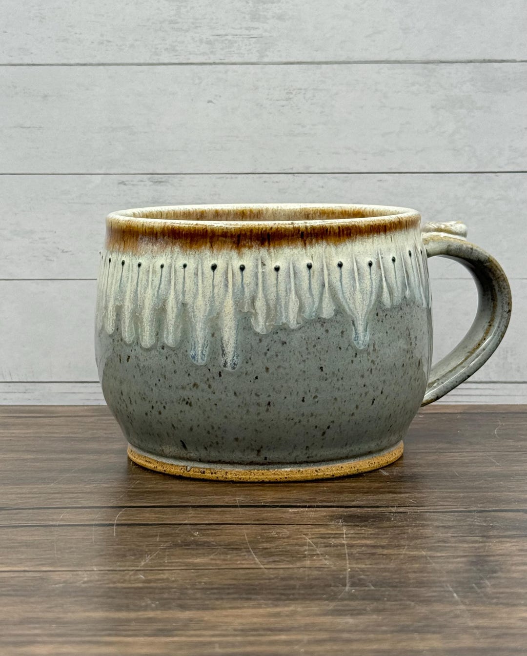 Handmade Wheel Thrown Stoneware Pottery Soup Bowl With Drippy Glaze ...