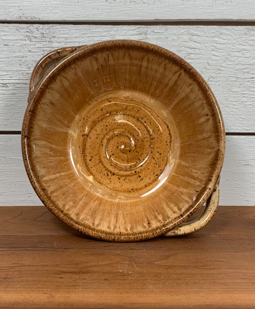 Handmade Wheel Thrown Stoneware Pottery Bowl With Handles, Ceramic ...