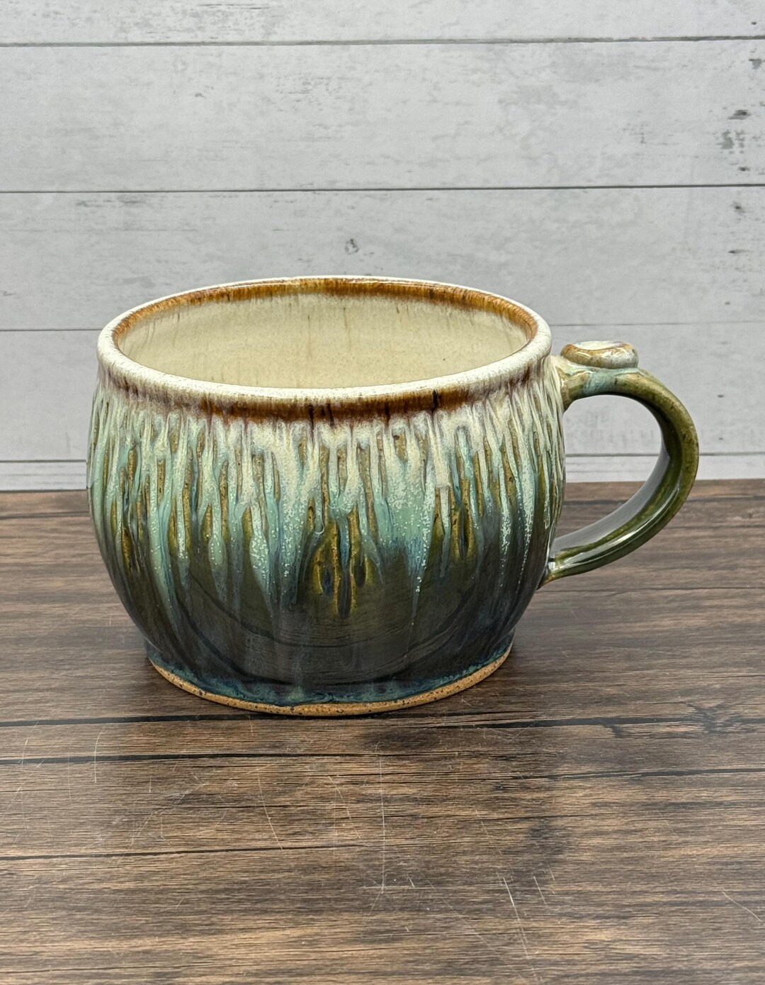 Handmade Wheel Thrown Stoneware Pottery Soup Bowl With Drippy Glaze ...