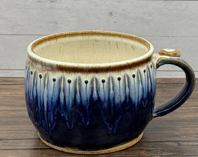 Handmade Wheel Thrown Stoneware Pottery Soup Bowl With Drippy Glaze ...