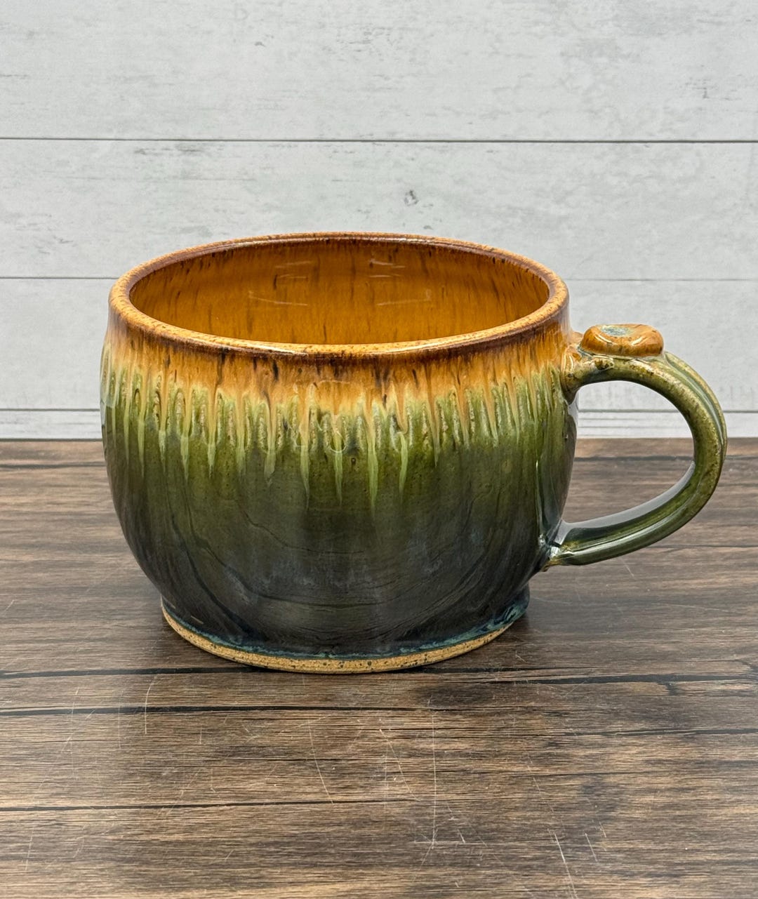 Handmade Wheel Thrown Stoneware Pottery Soup Bowl With Drippy Glaze ...