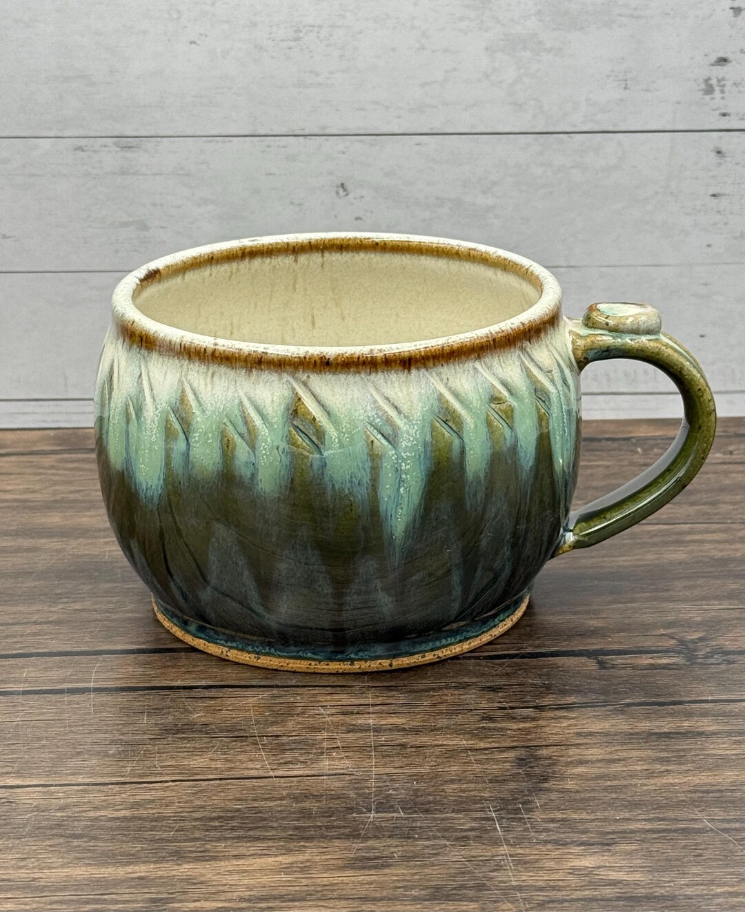 Handmade Wheel Thrown Stoneware Pottery Soup Bowl With Drippy Glaze ...