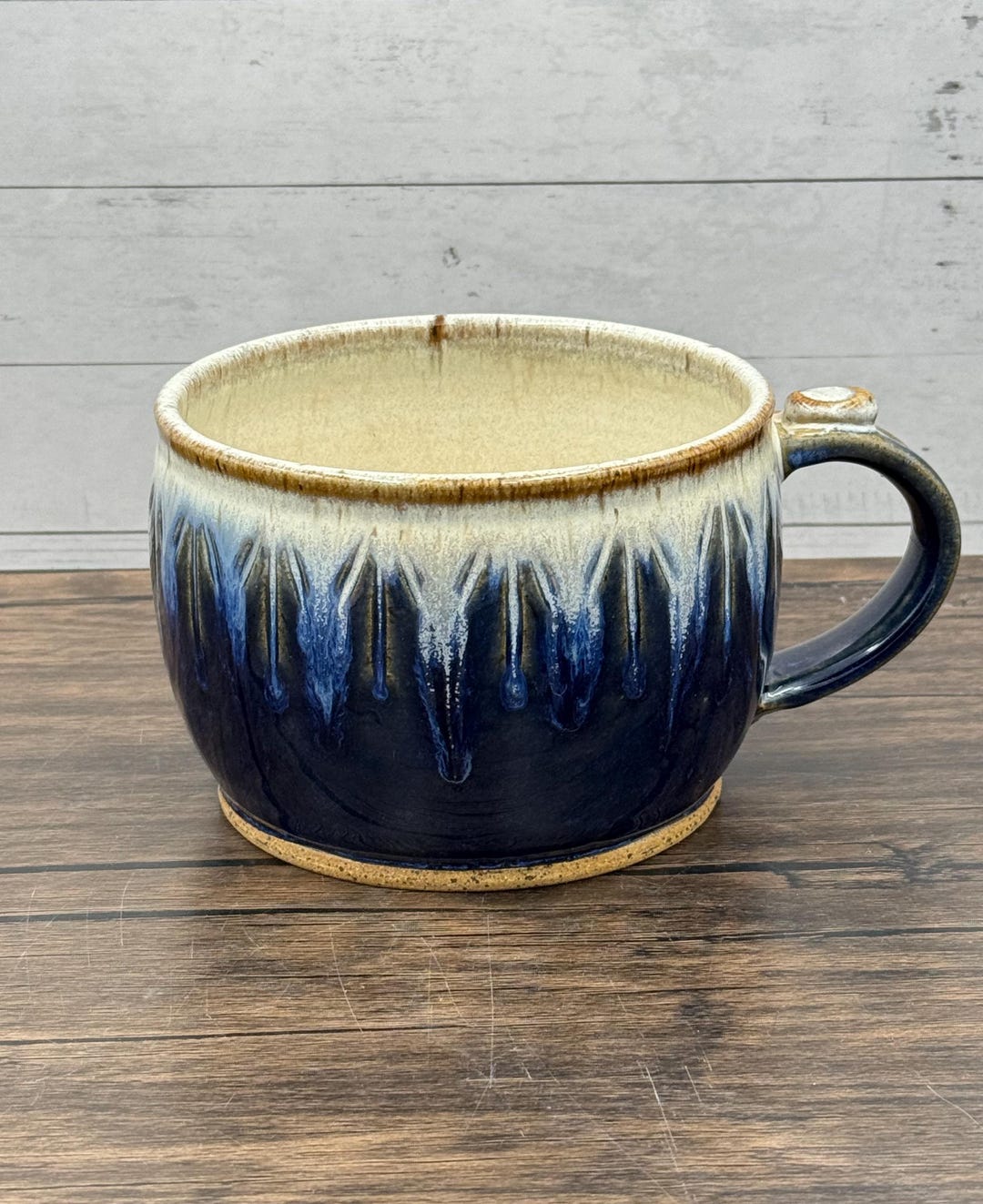 Handmade Wheel Thrown Stoneware Pottery Soup Bowl With Drippy Glaze ...